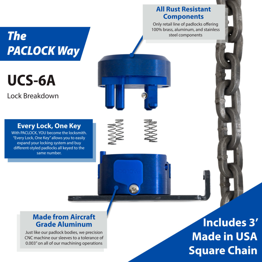 Patented Chain Locking System for 8-10mm Chain - PACLOCK